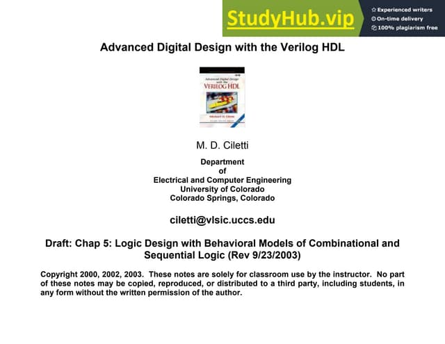 Advanced Digital Design With The Verilog Hdl Ppt