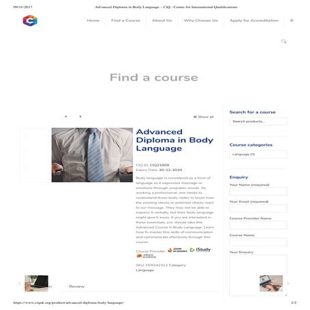 Advanced diploma in body language – CIQ | PDF