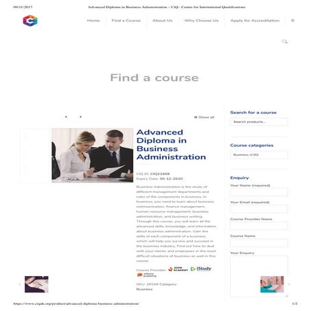 Advanced diploma in business administration – CIQ | PDF