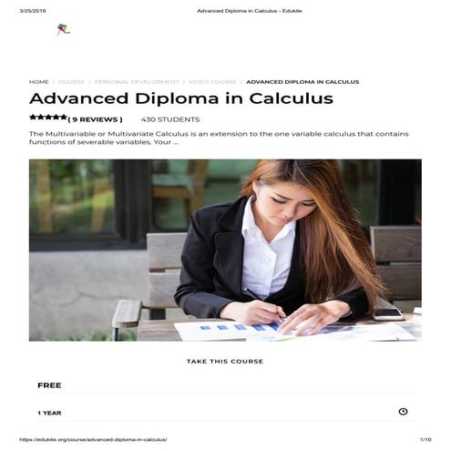 Advanced diploma in calculus edukite | PDF