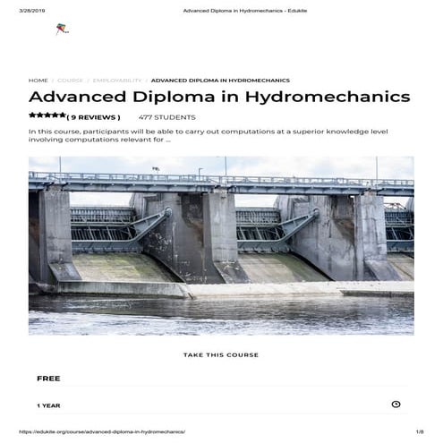 Advanced Diploma in Hydromechanics - Edukite | PDF