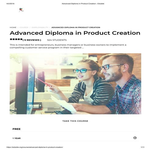 Advanced Diploma in Product Creation - Edukite | PDF | Educational Assessment | Education