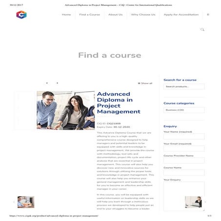 Advanced diploma in project management – centre for international ...