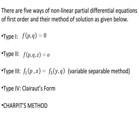 First Order Non Linear Partial Differential Equation And Its Applications Ppt