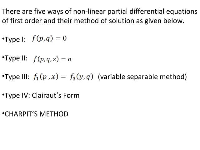 First Order Non Linear Partial Differential Equation And Its Applications Ppt