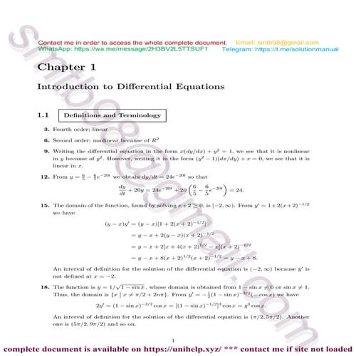 Answers to Problems for Advanced Engineering Mathematics, 7th Edition by Dennis Zill | PDF