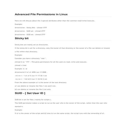 Advanced file permissions in linux | DOCX