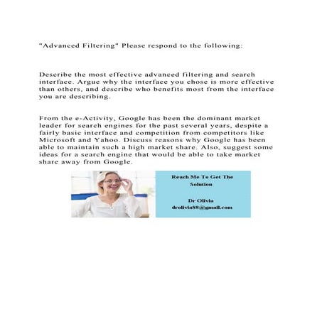 Advanced Filtering Please respond to the followingDescr | DOCX | Search ...