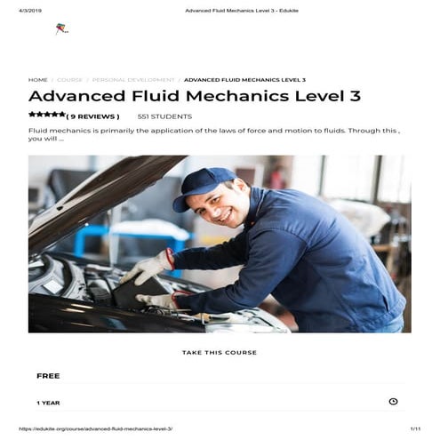 Advanced Fluid Mechanics Level 3 - Edukite | PDF