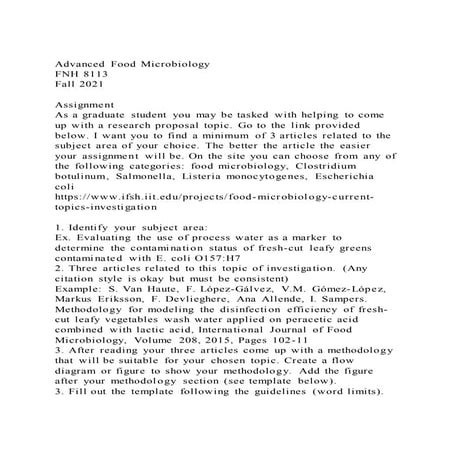 Advanced food microbiology fnh 8113fall 2021assignmentas | DOCX