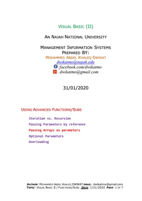 Advanced functions visual Basic .net Advanced functions visual Basic .net