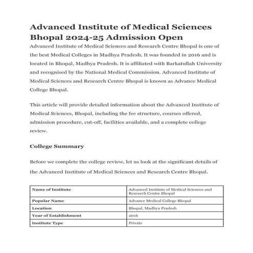 Advanced Institute of Medical Sciences Bhopal 2024-25 Admission Open.pdf