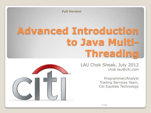 Advanced Introduction to Java Multi-Threading - Full (chok) | PPTX Advanced Introduction to Java Multi-Threading - Full (chok) | PPTX