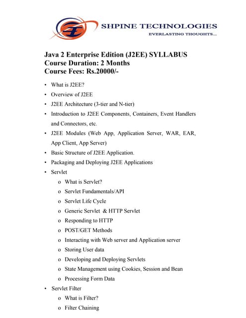 Advanced java syllabus from shpine | PDF Advanced java syllabus from shpine | PDF