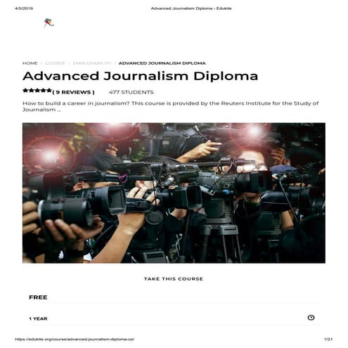 Media and Journalism Course - One Education | PDF