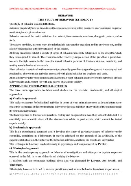 Methods for studying behaviour | PPTX