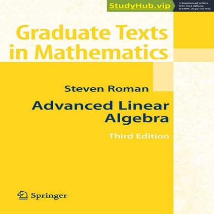 Advanced Linear Algebra Third Edition By Steven Roman Pdf 