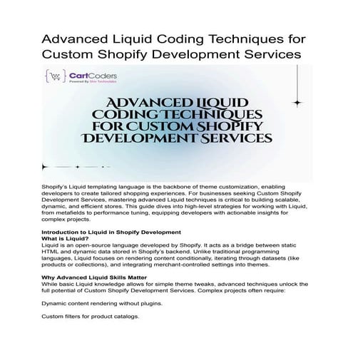Advanced Liquid Coding Techniques for Custom Shopify Development ...