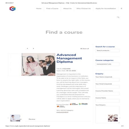 Advanced management diploma – Centre for international qualifications | PDF
