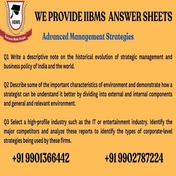 Advanced Management Strategies I IIBMS MBA CASE STUDY PAPERS I IIBMS ...