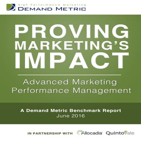 Advanced Marketing Performance Management Benchmark Report | PDF