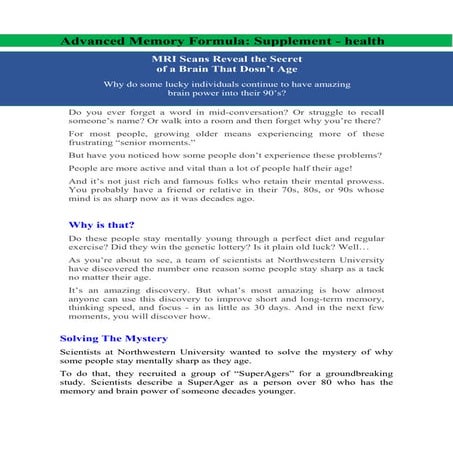 Advanced Memory Formula-Supplement Health | PDF