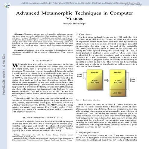 Mechanism Of Polymorphic And Metamorphic Virus | PDF