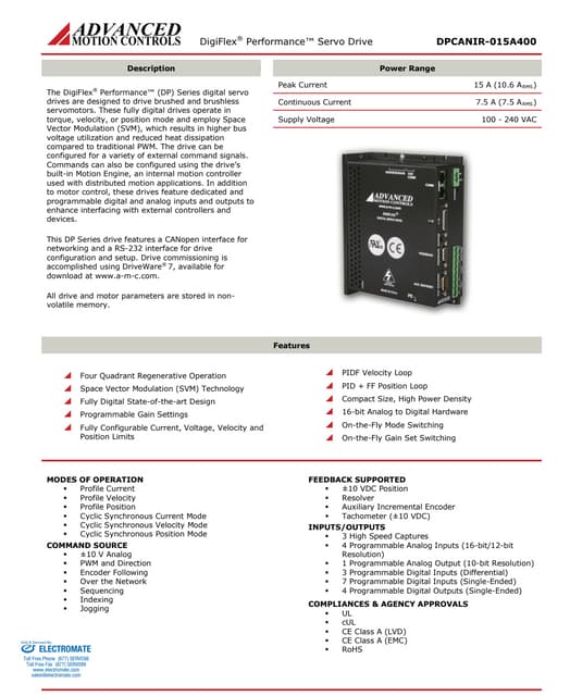 Advanced motion controls dpcanir 015s400 | PDF