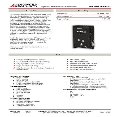Advanced motion controls dpcanta 020b080 | PDF | Computer Peripherals | Computing