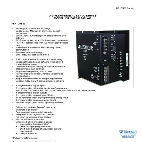 Advanced motion controls dr100ee60a40lac | PDF