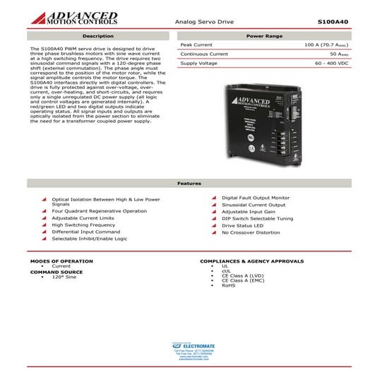 Advanced motion controls s100a40 | PDF