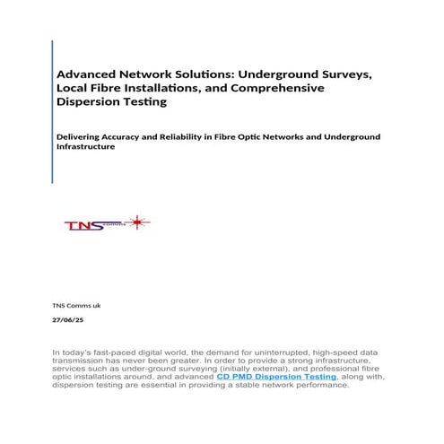 Advanced Network Solutions: Underground Surveys, Local Fibre Installations, and Comprehensive ...