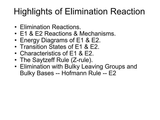 Elimination reaction | PPTX | Chemistry | Science
