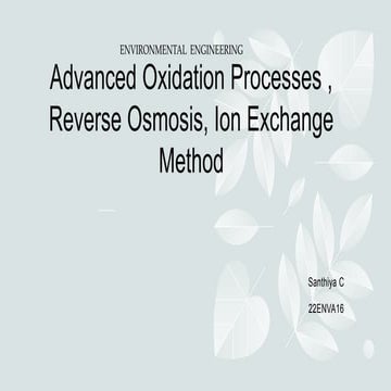 Advanced oxidative processes, reverse osmosis, ion exchange method | PPTX