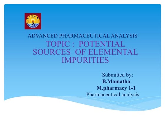 Residual Solvent Analysis; part 1 GC-Head Space Calculations of ...