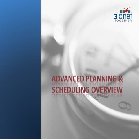 Advanced Planning And Scheduling Aps Overview | PPTX