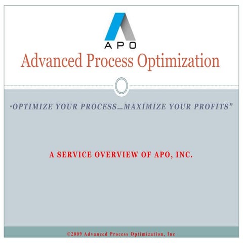 Advanced Process Optimization - Services | PPTX