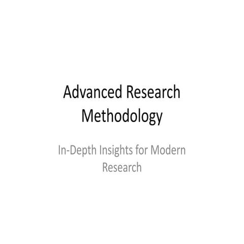Research methodology is a systematic framework for solving research problems scientifically ...