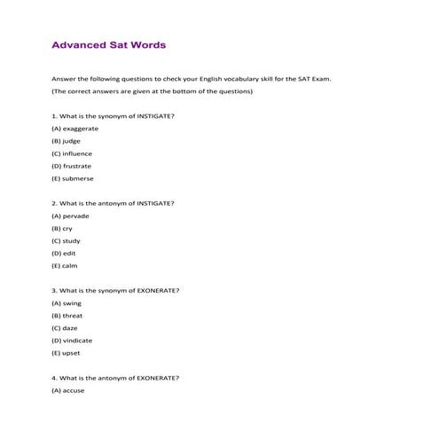 Advanced Sat Words | PDF