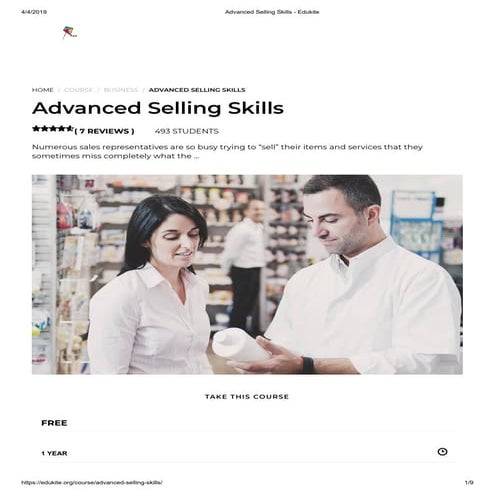 Advanced Selling Skills - Edukite | PDF