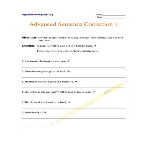 Advanced sentence correction 1 | PDF