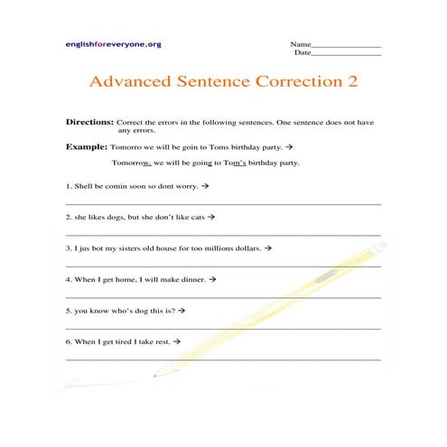 Advanced sentence correction 2 | PDF
