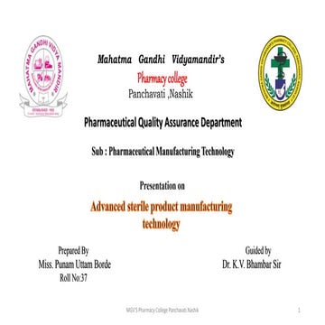 advanced sterile sterile product manufacturing technology .pptx