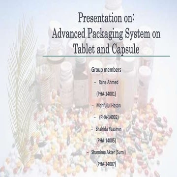 Advanced tablet and capsule packaging | PPT