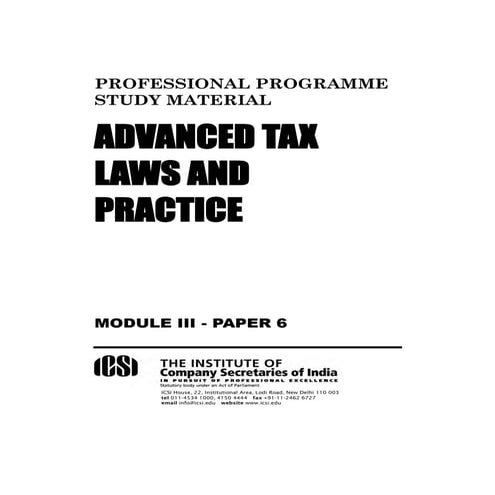 Advanced tax laws and practice | PDF