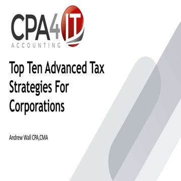 Advanced tax strategies for corporations | PPTX