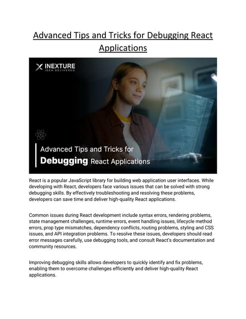 Advanced Tips And Tricks For Debugging React Applications Pdf