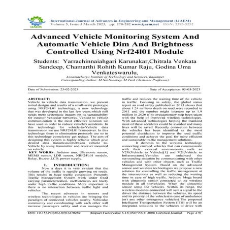 Advanced Vehicle Monitoring System And Automatic Vehicle Dim And ...