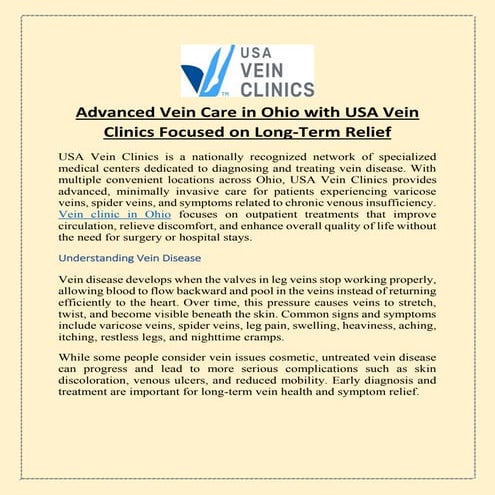 Compassionate, Patient-Centered Vein Care at USA Vein Clinics in ...