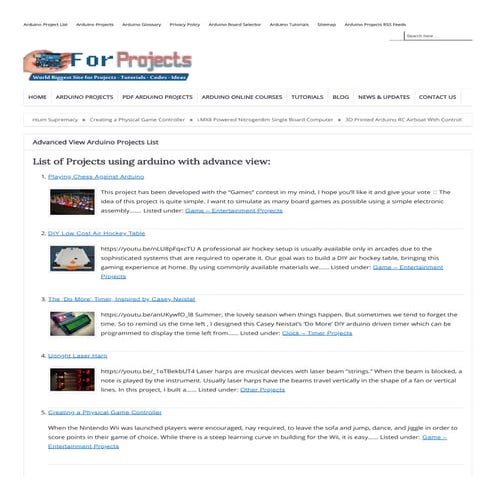 Advanced View Arduino Projects List Use Arduino For Projects Pdf